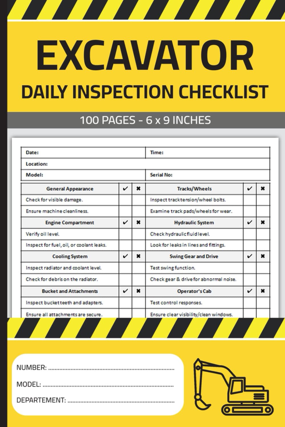 Excavator Daily Inspection Checklist: Excavator Pre-Operation ...
