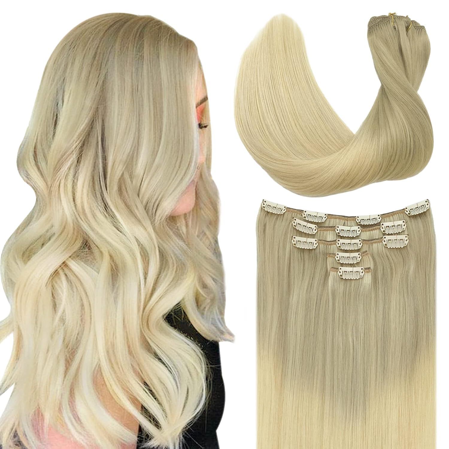 Amazon.com : Human Hair Extensions, DOORES Balayage 5pcs 80g 20 Inch ...