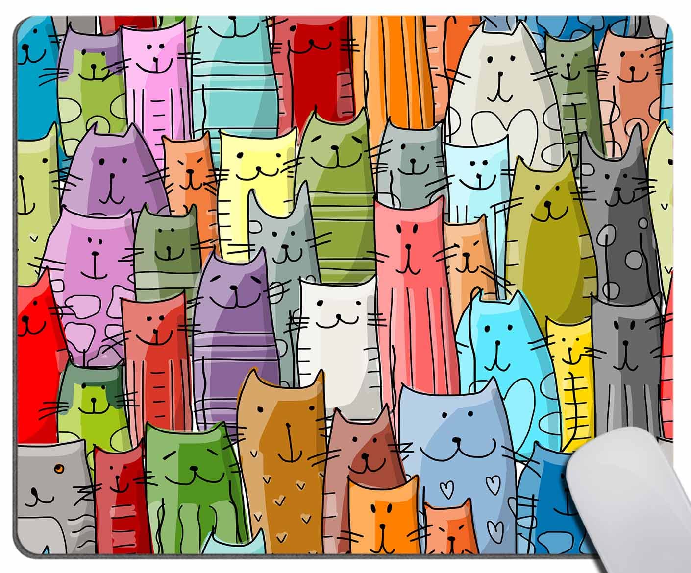 Amazon.com: Mouse Pad, Lovely Multicolor Cartoon Cats Mouse Pad ...