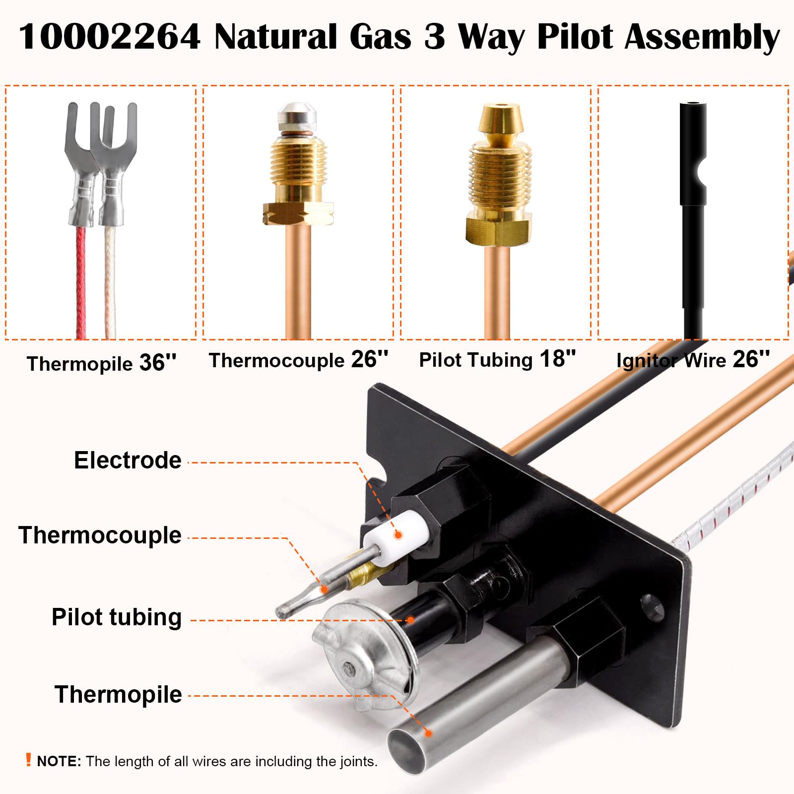 Snapklik.com : Hiorucet 10002264 Natural Gas 3 Way Pilot Assembly Kits ...