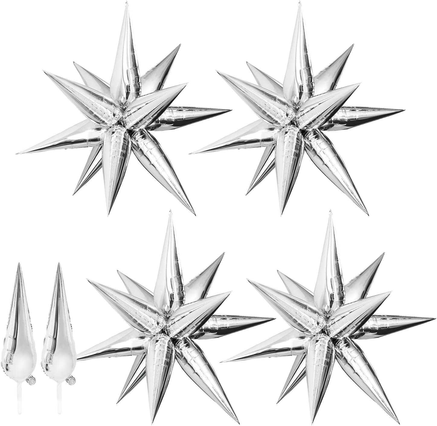 Amazon.com: Maylai 50 PCS 40 IN Large Silver Star Balloons Big Metallic ...