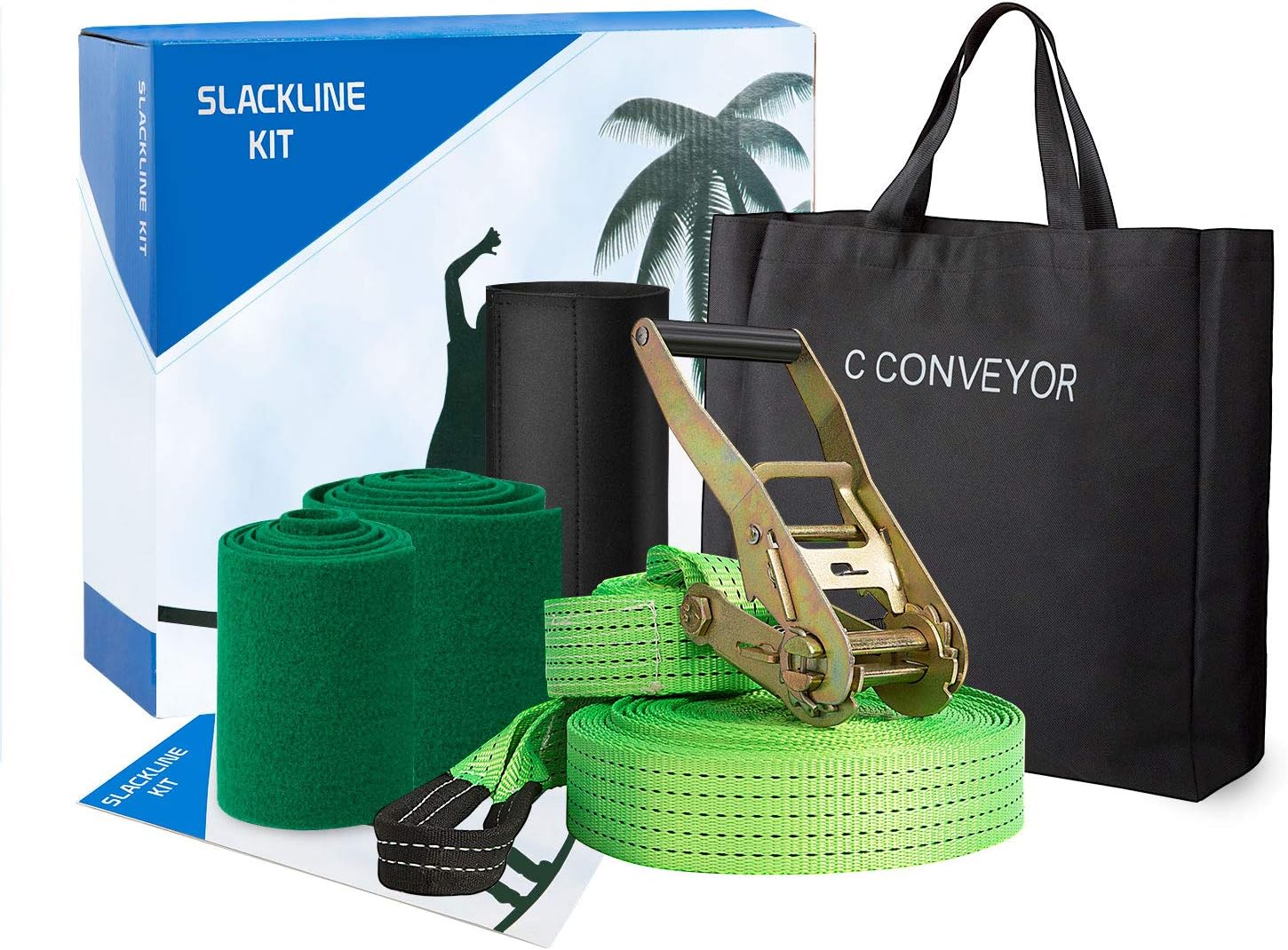 Amazon.com : C conveyor Slackline Kit Baseline Complete Kit with Tree ...