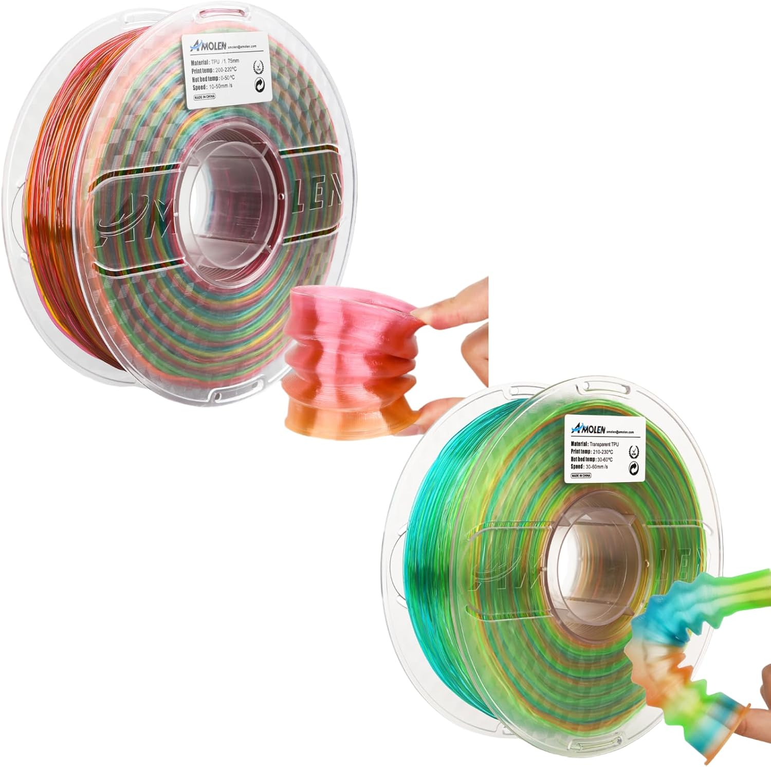 Amazon.com: AMOLEN TPU Filament 1.75mm,Transparent Flexible Filament 3D ...