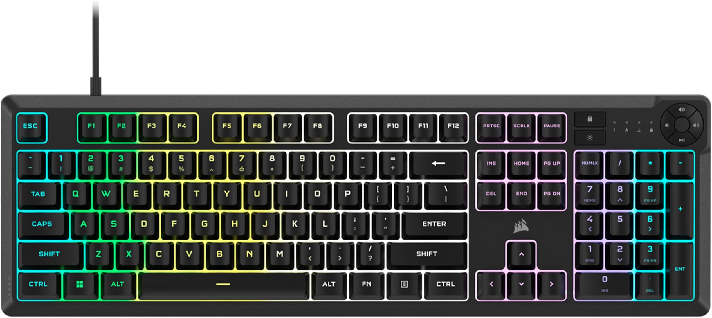 Corsair K55 CORE RGB Membrane Wired Gaming Keyboard – Quiet, Responsive ...
