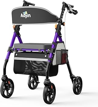 Amazon.com: Aojin Lightweight Foldable Rollator Walkers with Seat for ...