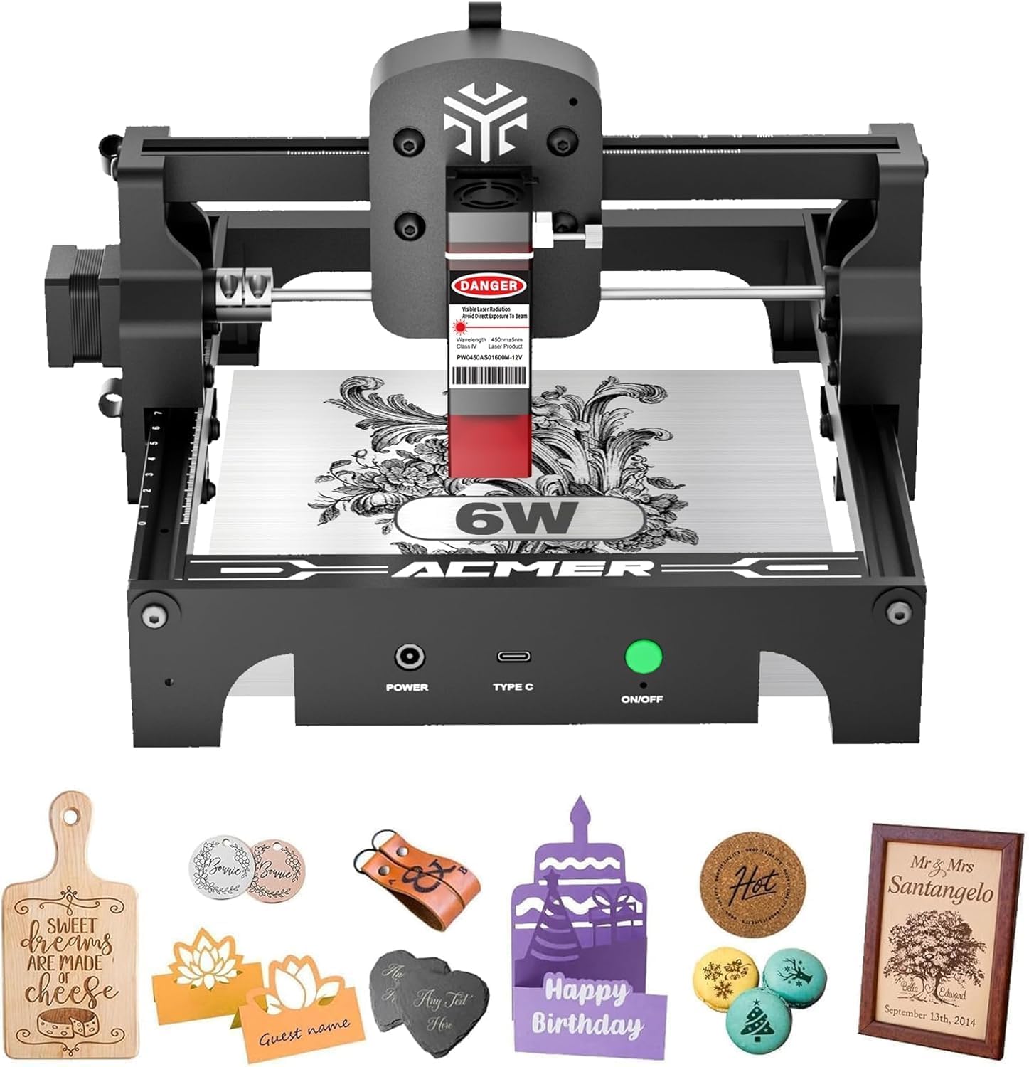 Laser Engraver,ACMER S1 6000mW Laser Engraver Machine,Mini Laser Cutter ...