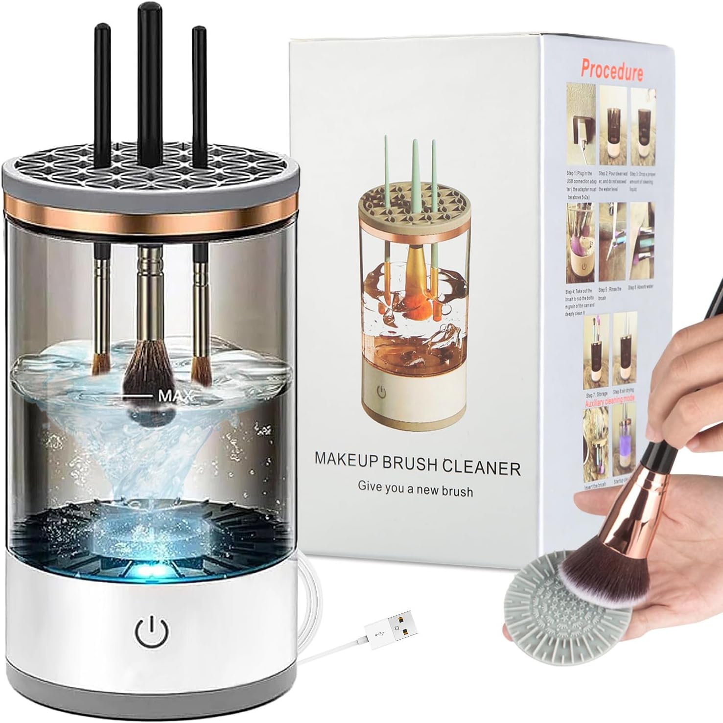 Amazon.com: Zorpupoa 3 In 1 Electric Makeup Brush Cleaner, Automatic ...