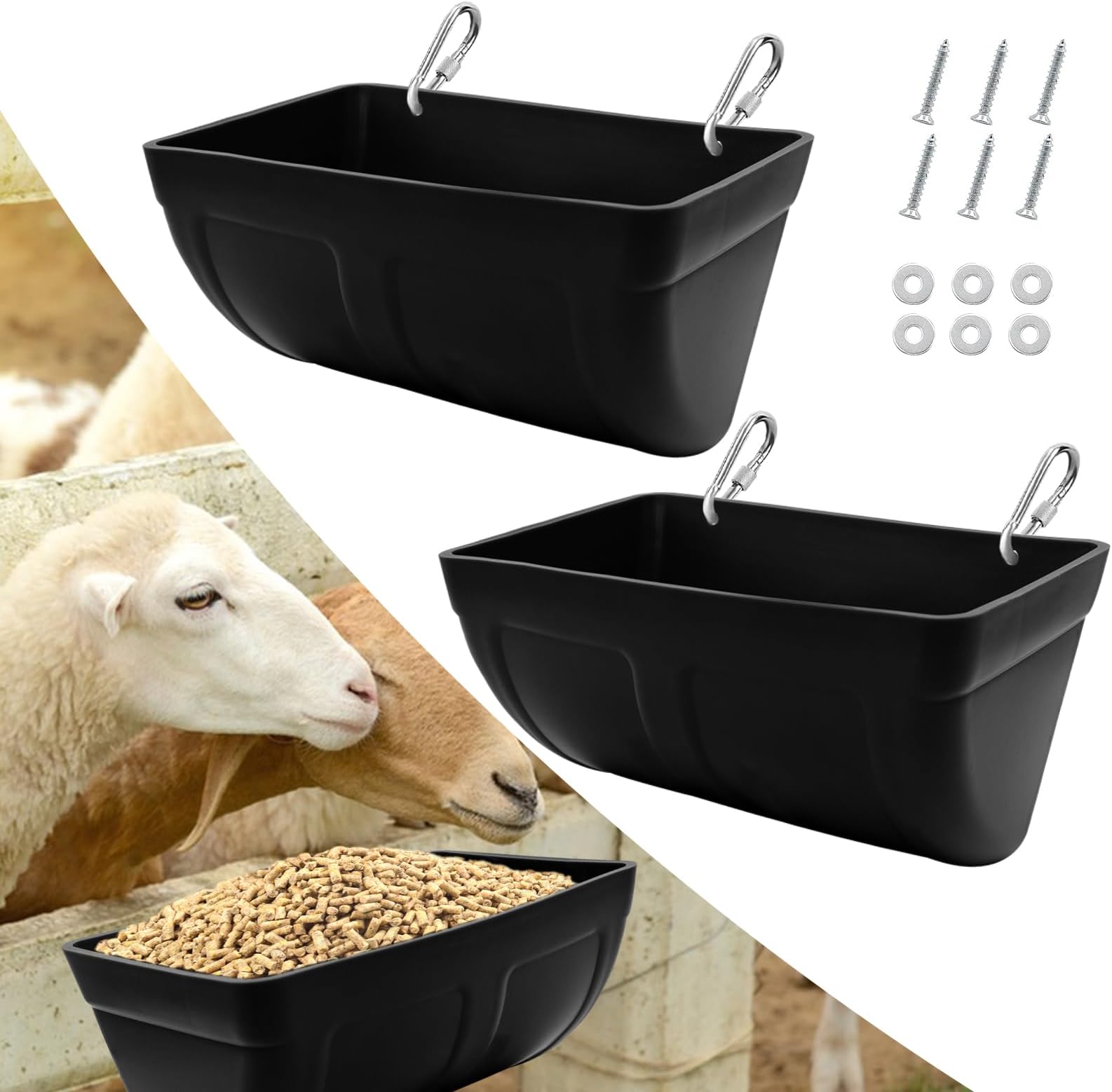 Amazon.com: 2 Pack Chicken Feeder Feed Trough with Clips Hanging Fence ...