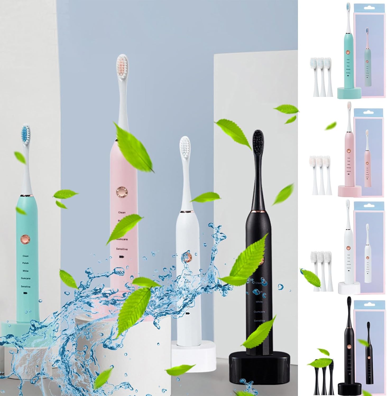 Amazon.com: 5 Modes Electric Toothbrush with 4 Replaccement Heads, Low ...