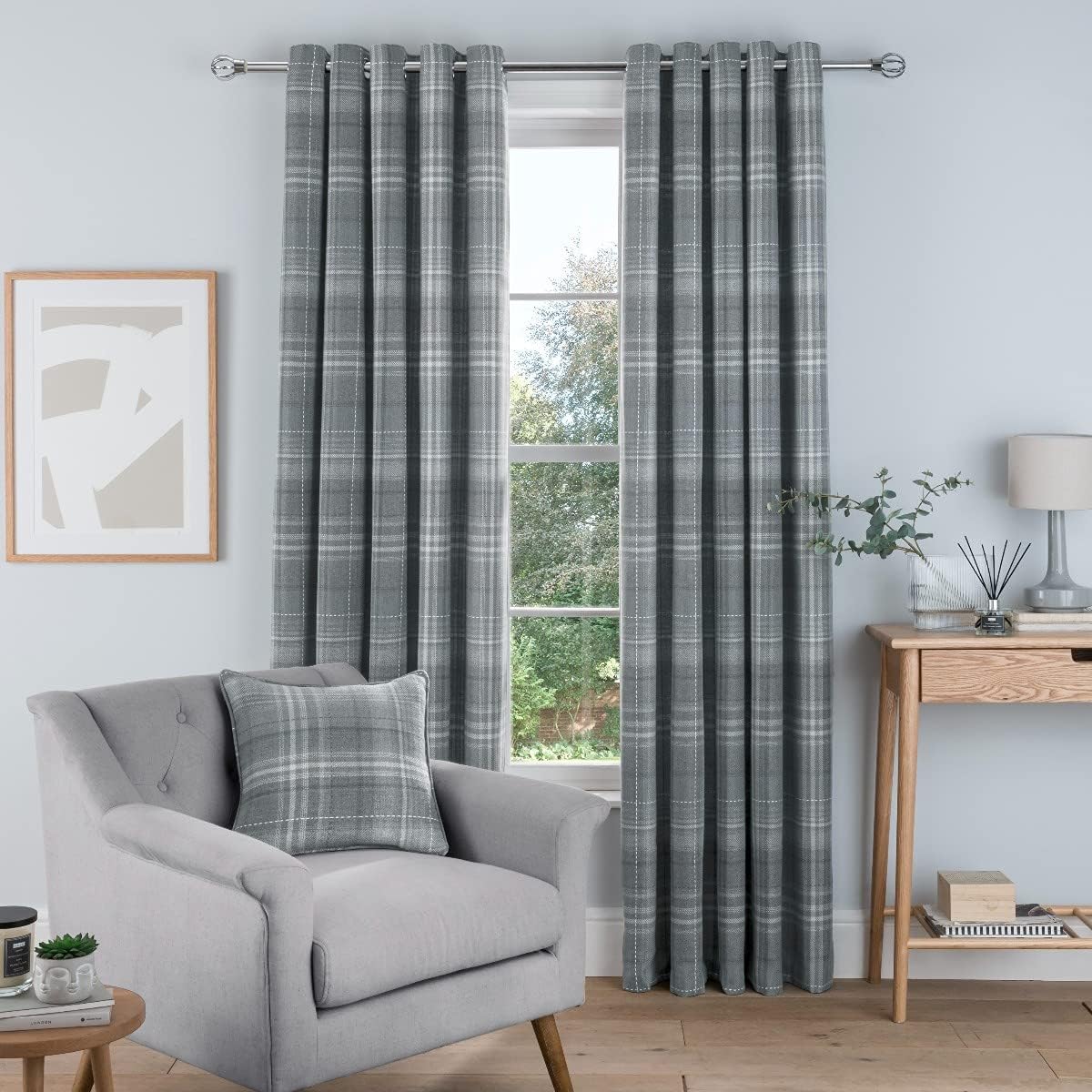 Fusion Balmoral Check, Curtains, 168 x 229 cm, Natural, Nautral ...