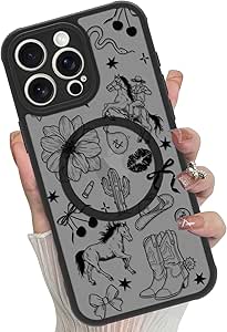 Amazon.com: MOWIME Magnetic for iPhone 16 Pro Max case [Compatible with MagSafe] Cute Western ...
