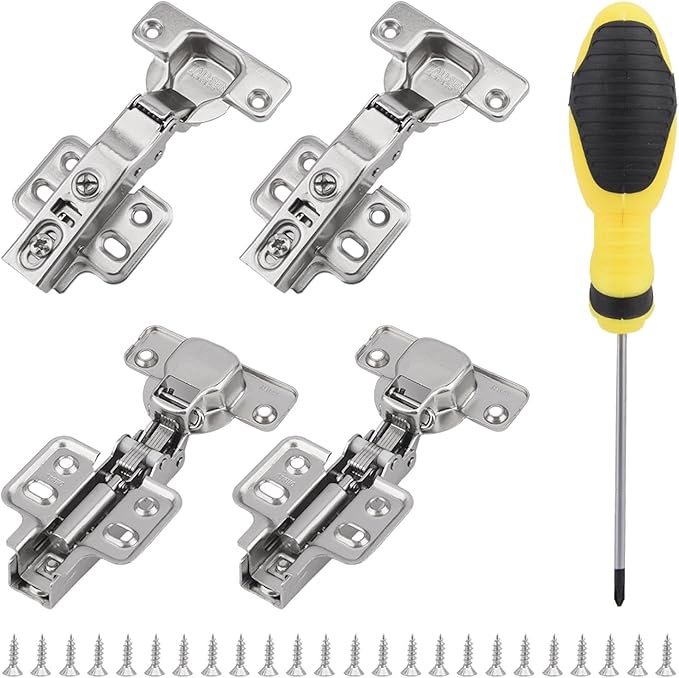 Amazon.com: EKDJKK 4 Pack Overlay Soft Slow Close Cabinet Hinges, Hidde ...