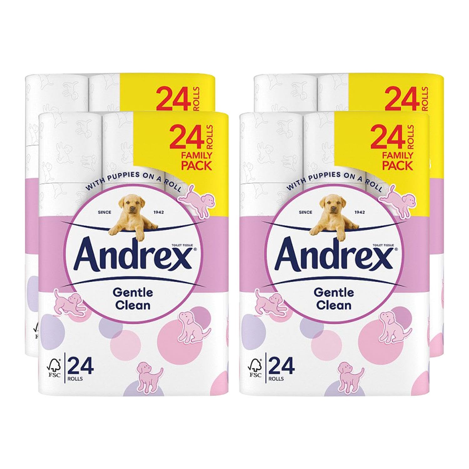 Andrex Gentle Clean Toilet Roll Tissue Paper Puppies On a Roll Pack of ...