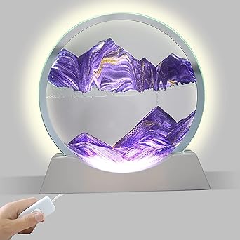Moving Sand Art Light with Round Glass Flowing Sand Frame with Light ...