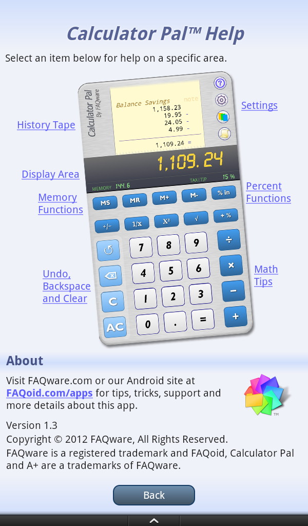 Aplicación Calculator Pal with History Tape (Ad Free) en Amazon Appstore