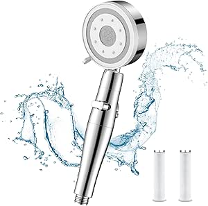 High Pressure Water Saving Shower Head, 5-Settings Handheld Showerhead ...