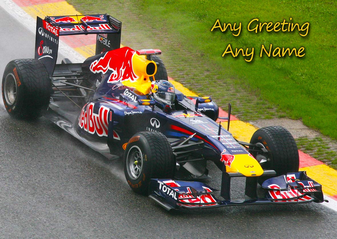 Personalised F1 / Formula 1 Car Greeting Card (Birthday, Christmas, Any ...