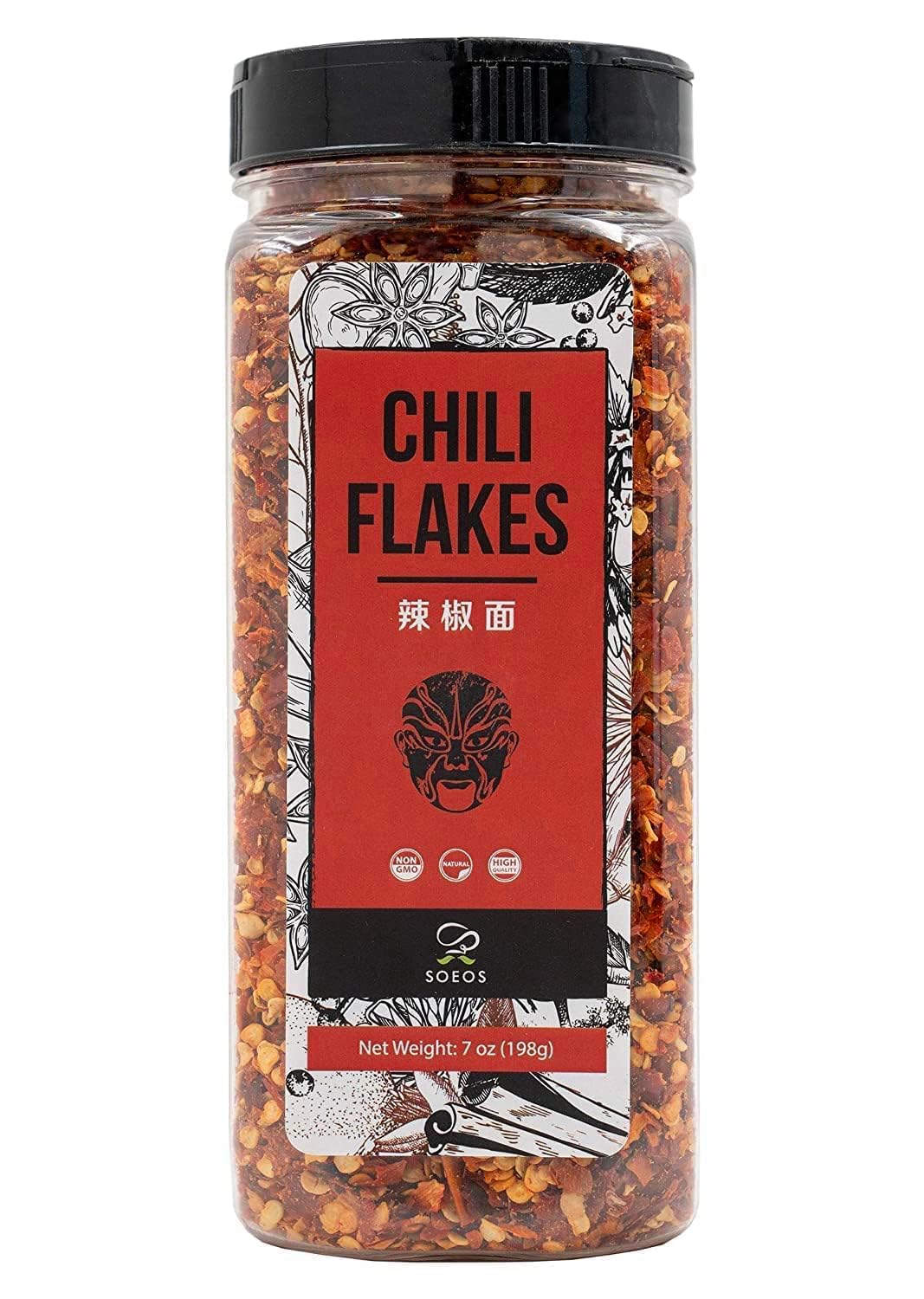 Soeos Chili Flakes 7oz (198g), Non-GMO, All Natural, Premium Sichuan ...