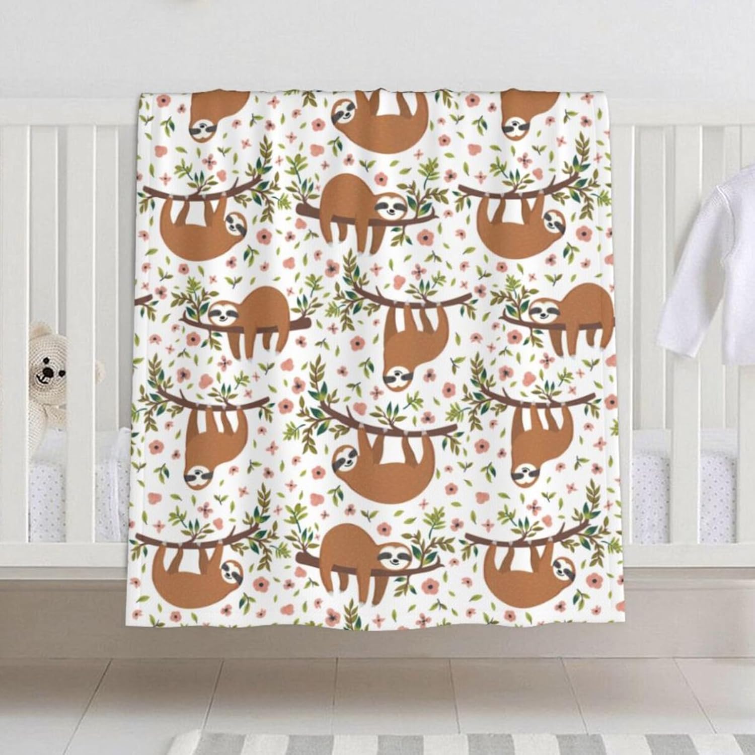 Amazon.com: Cute Sloth Baby Blanket for Boys Girls, Newborn Soft Warm ...