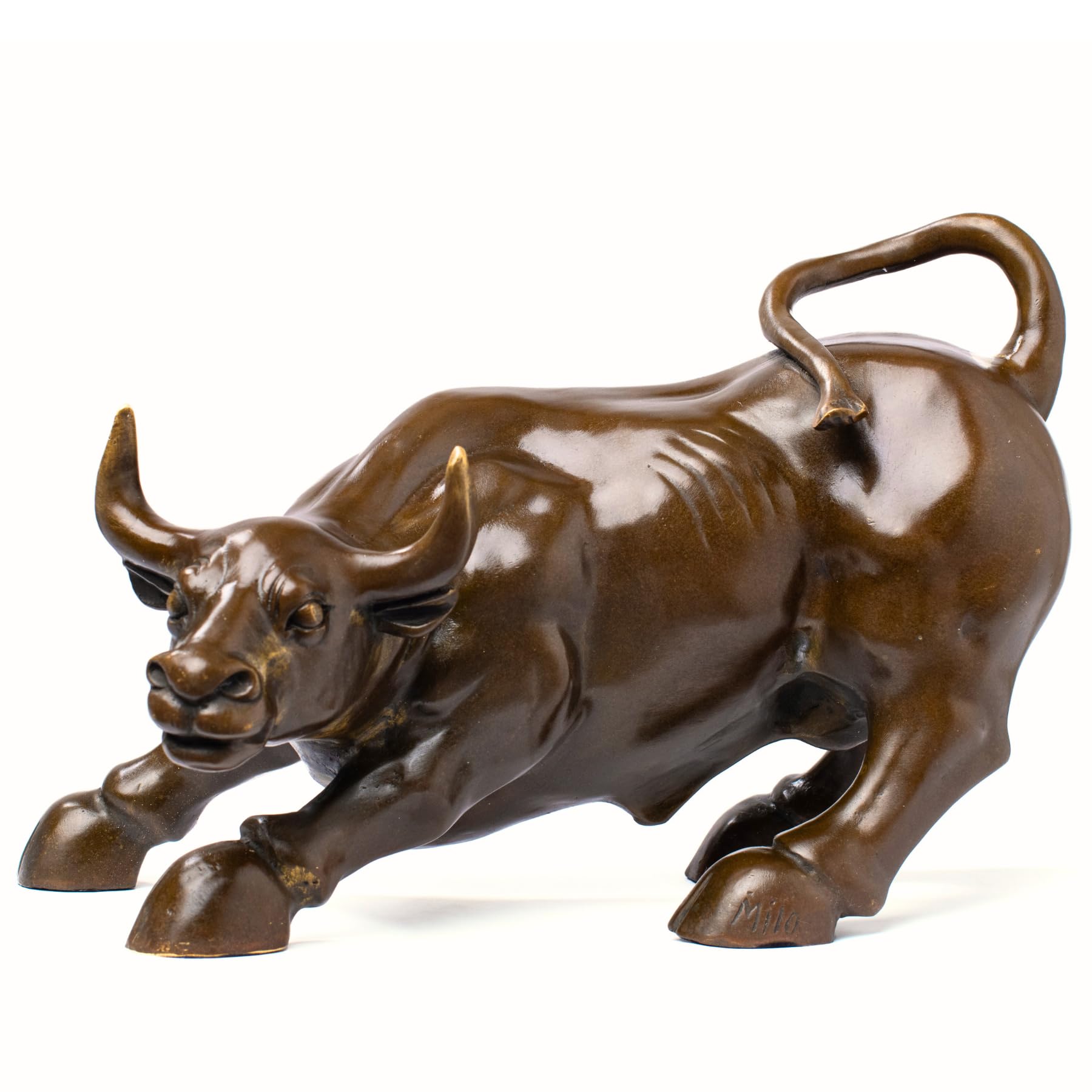 Amazon.com: YouFine Wall Street Bull Bronze Sculpture - 11" Charging ...