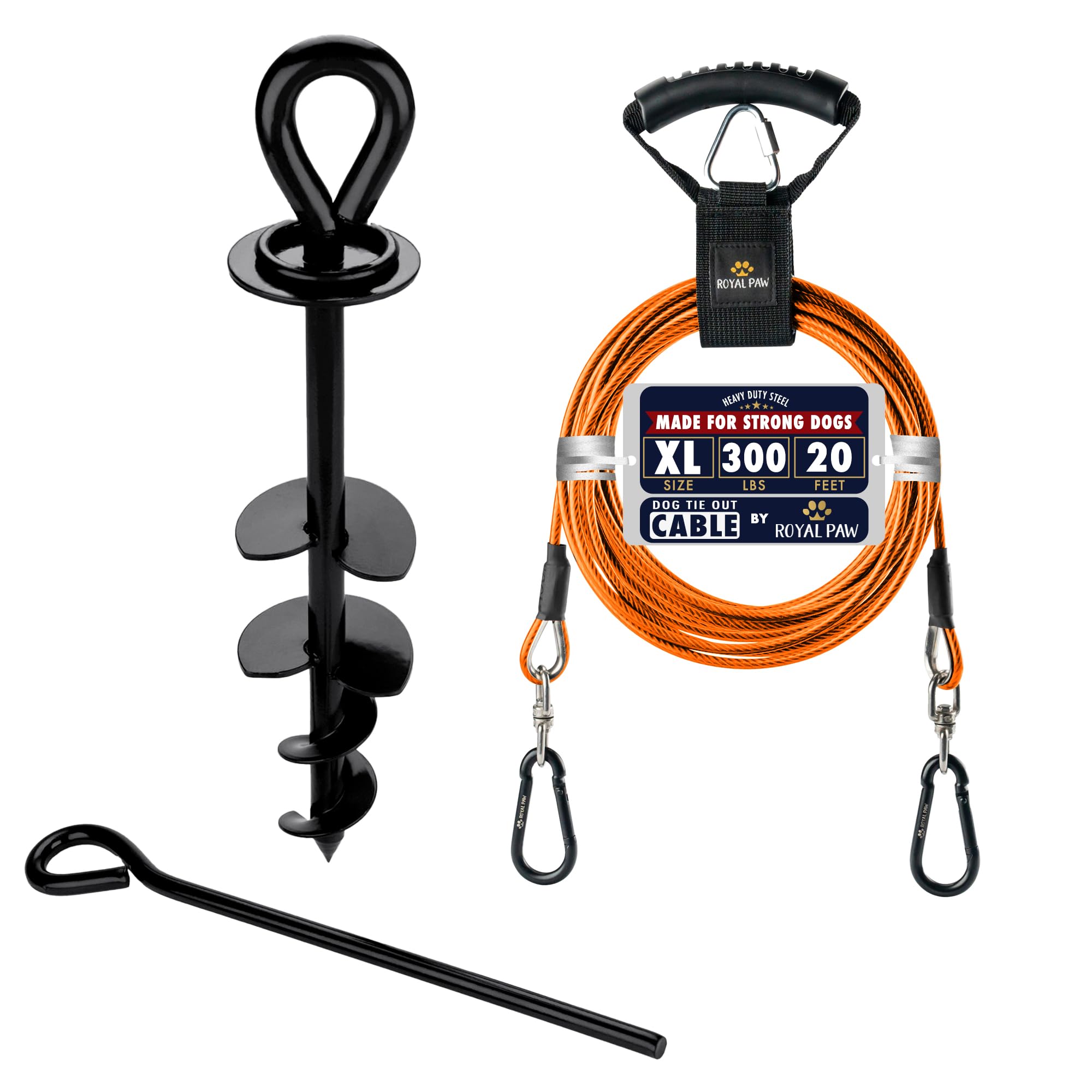 Amazon.com : ROYAL PAW 20ft Dog Tie Out Cable and Stake for Large Dogs ...