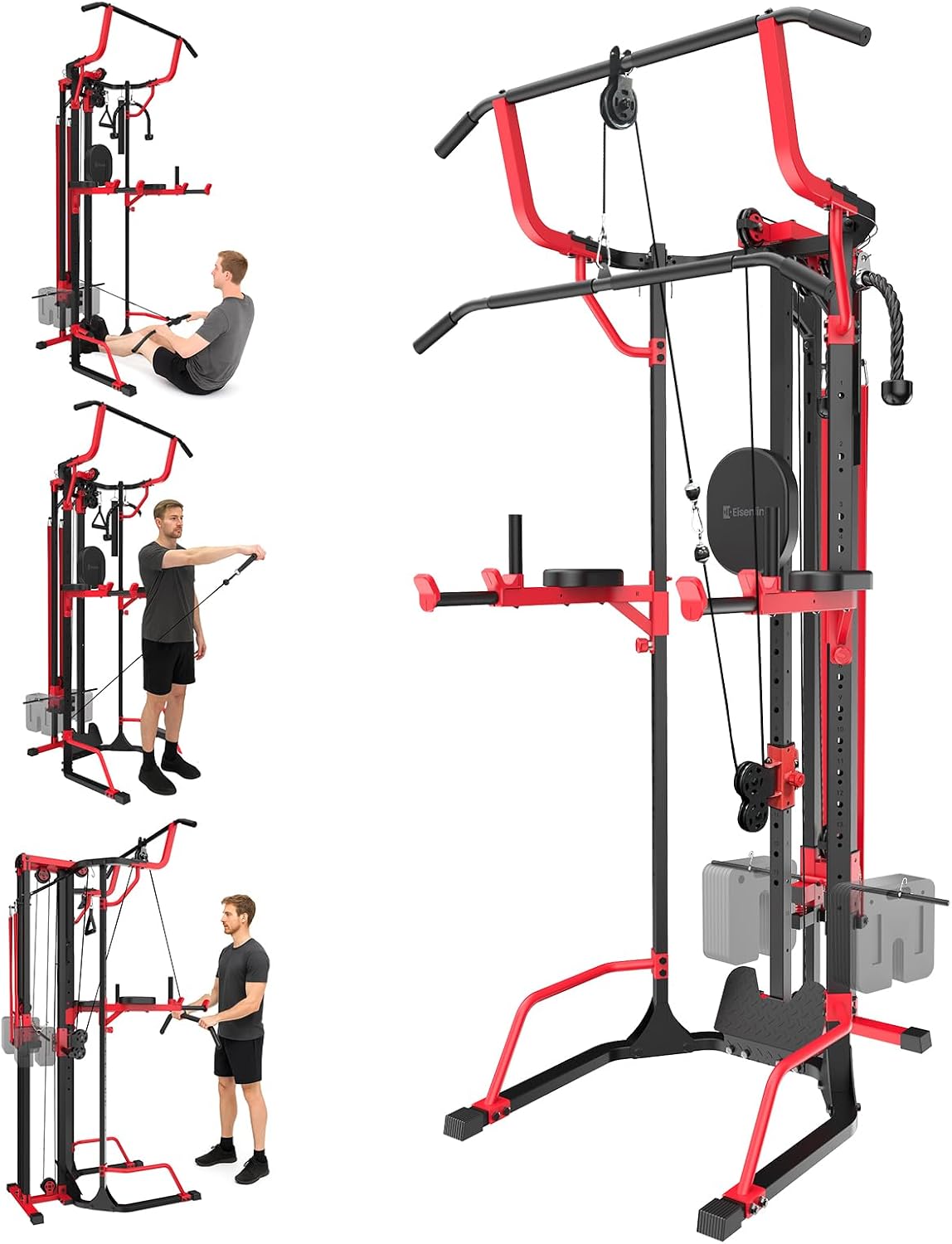 Amazon.com : Eisenlink Power Tower Pull Up Dip Station LAT Pull Down ...