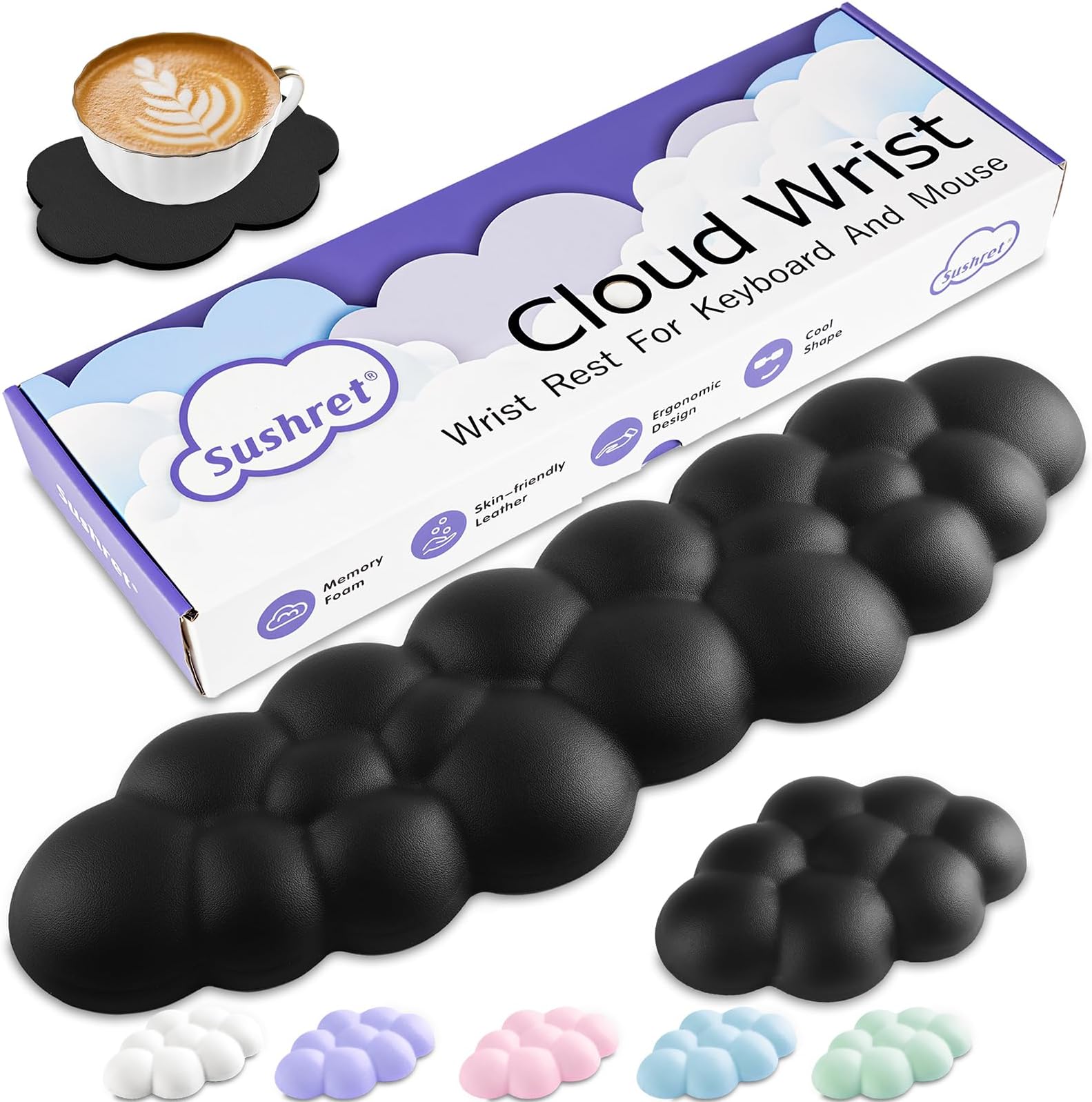 Amazon.com: Xnanbol Cloud Wrist Rest for Computer Keyboard, PU Leather ...