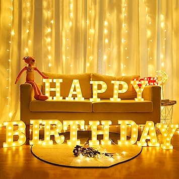 Amazon.com: Brightdeco 155 Bulbs Happy Birthday LED Marquee Light Up ...