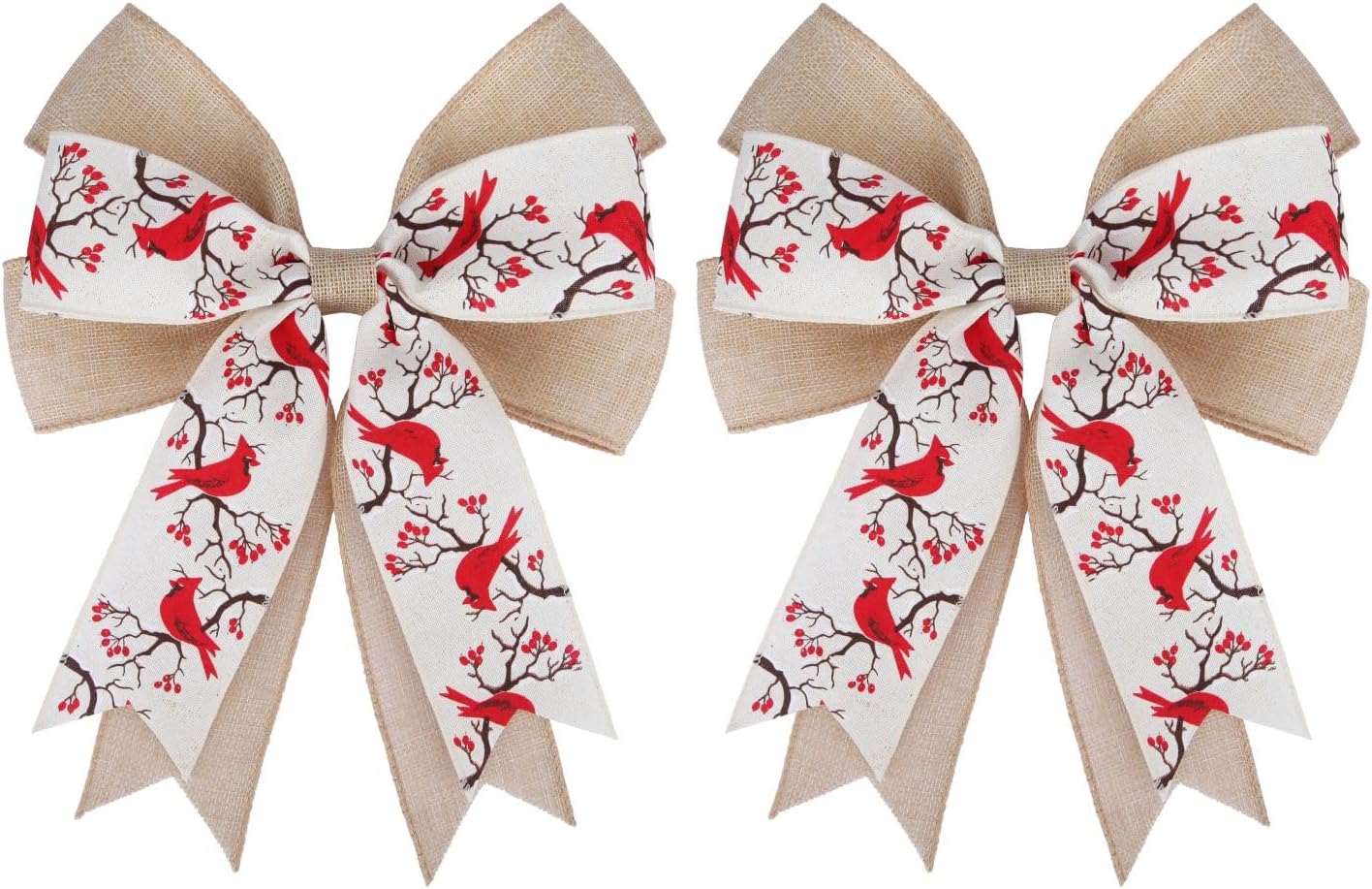 Amazon.com: Meseey 2 Pcs Large Red Cardinal with Berry Bow 10.8 x 8.8 ...