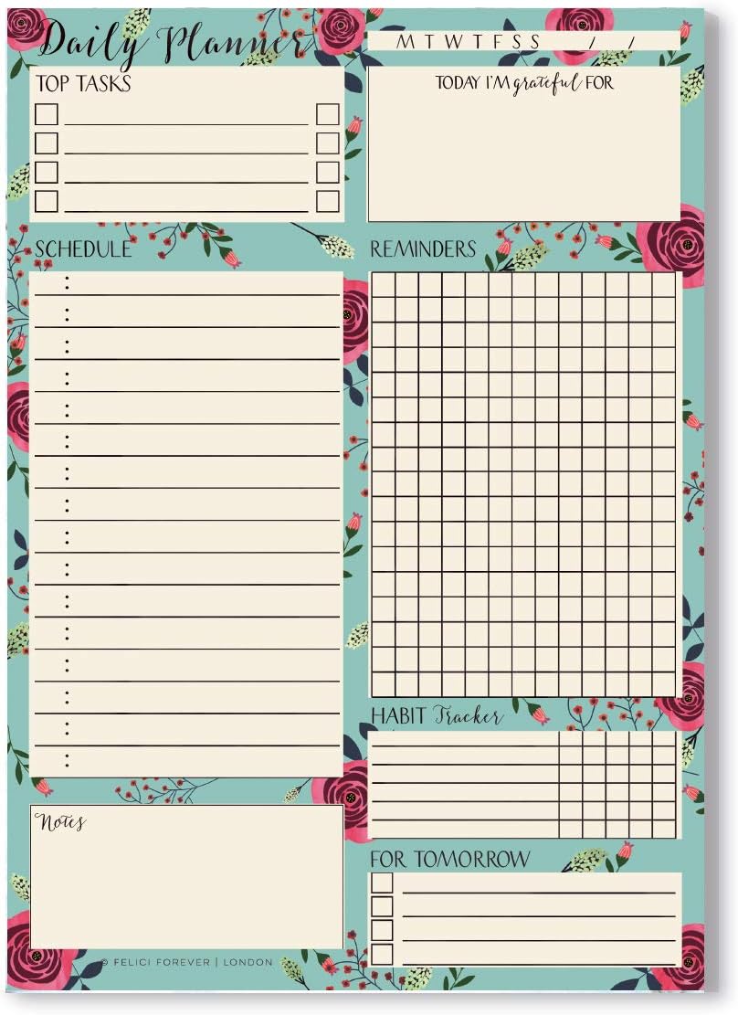 Daily Planner Pad 100 sheets (thicker pages 90gsm) Things To Do Today ...