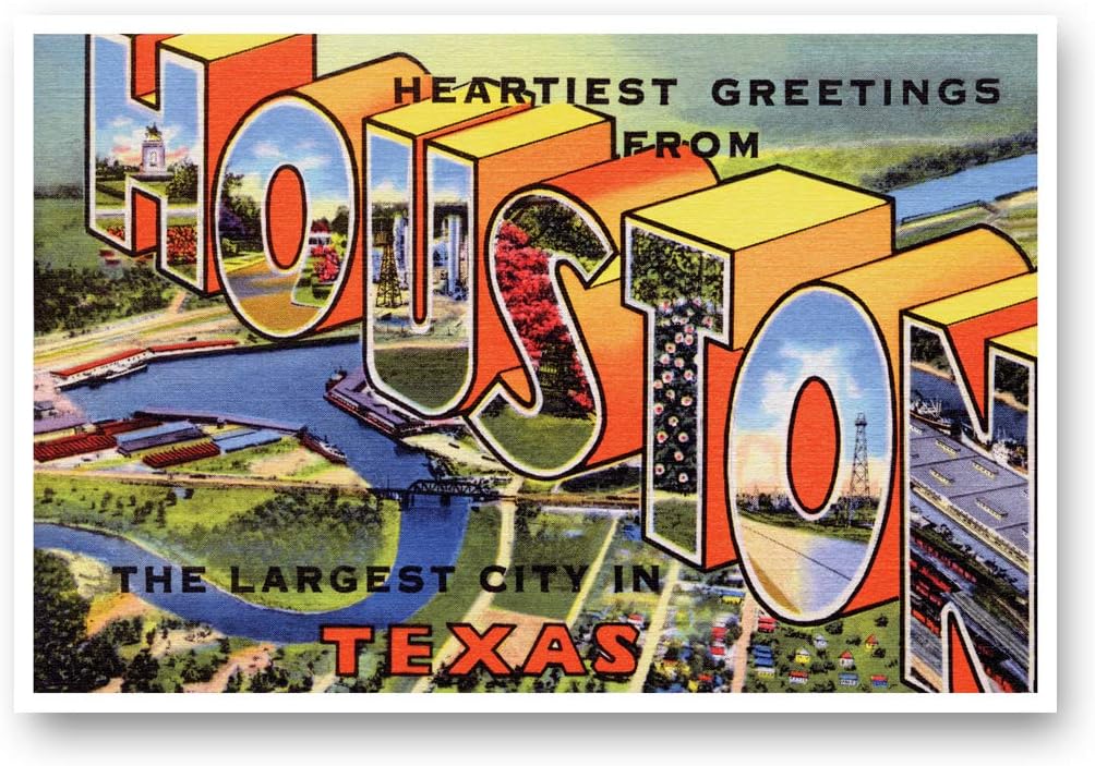 Amazon.com : GREETINGS FROM HOUSTON, TX vintage reprint postcard set of ...