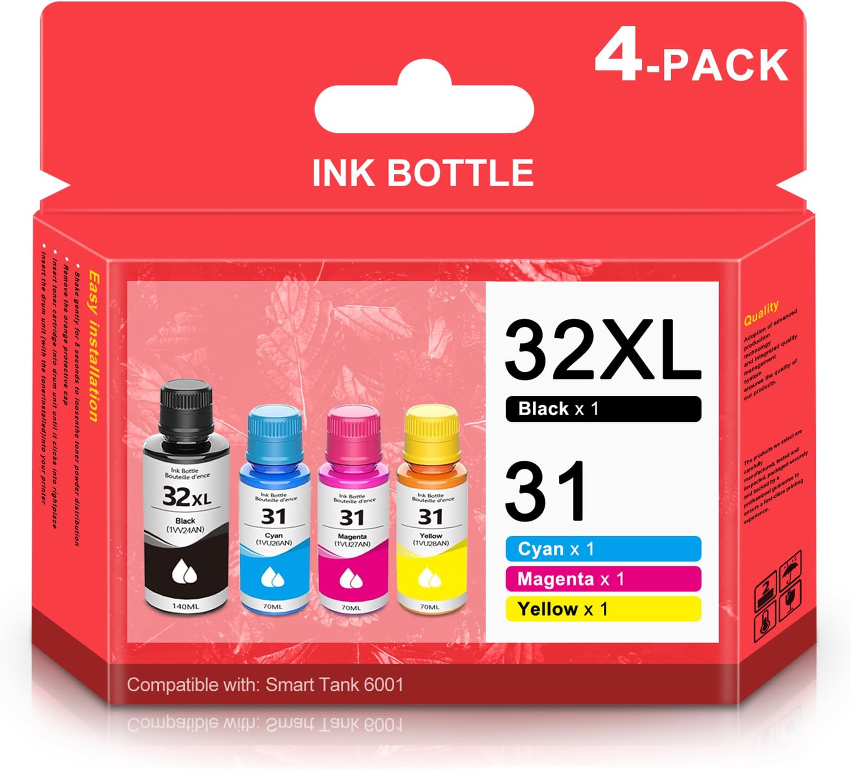 Amazon.com: Generic 4 Pack Ink Bottle Replacement for HP GT51XL GT52 GT ...