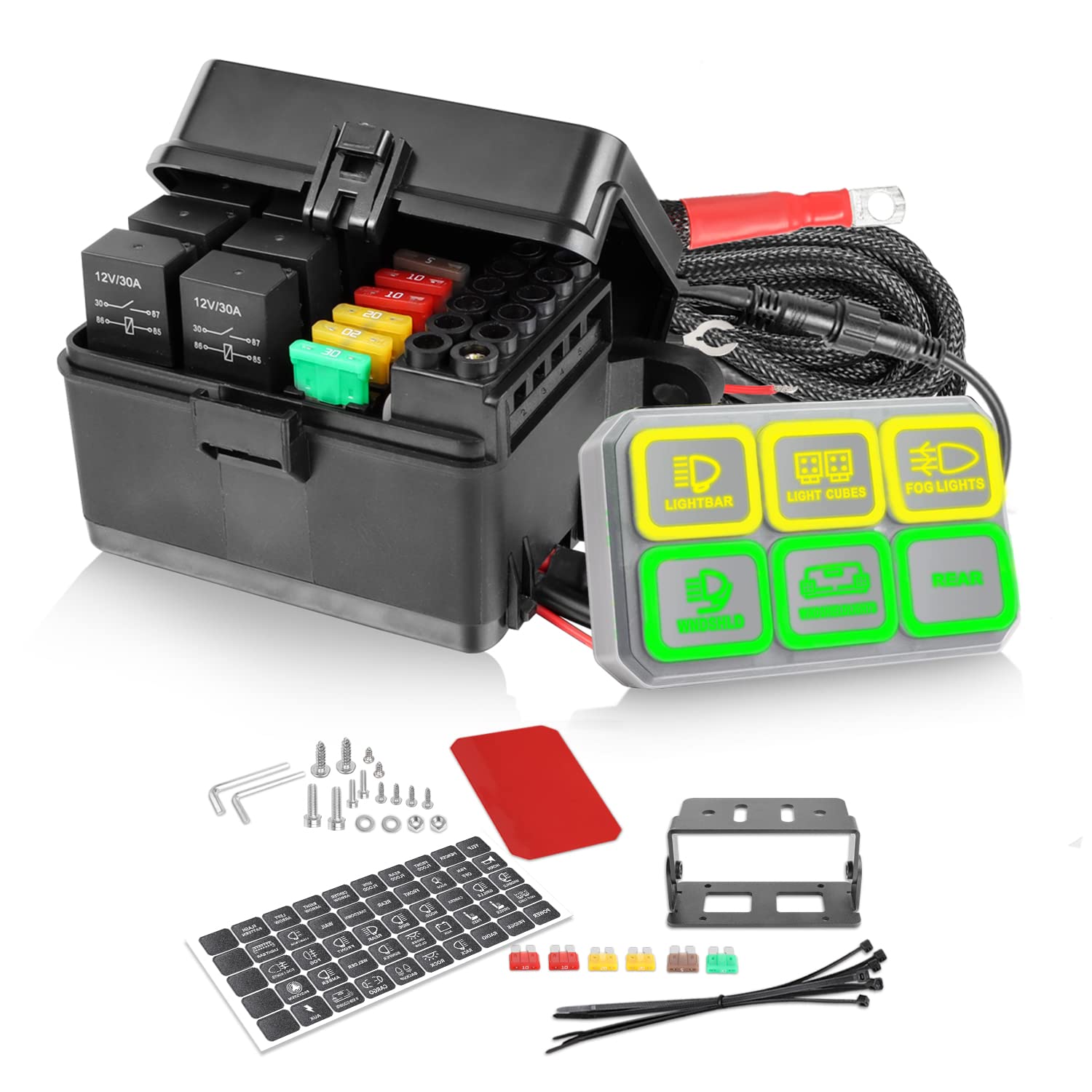 Buy 6 Gang Switch Panel, Nirider 12V Universal Circuit Control System ...