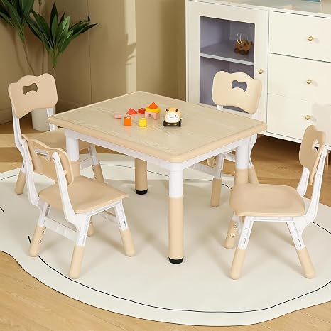 Amazon.com: Ybaiwana Toddler Table and Chair Set, Height Adjustable ...