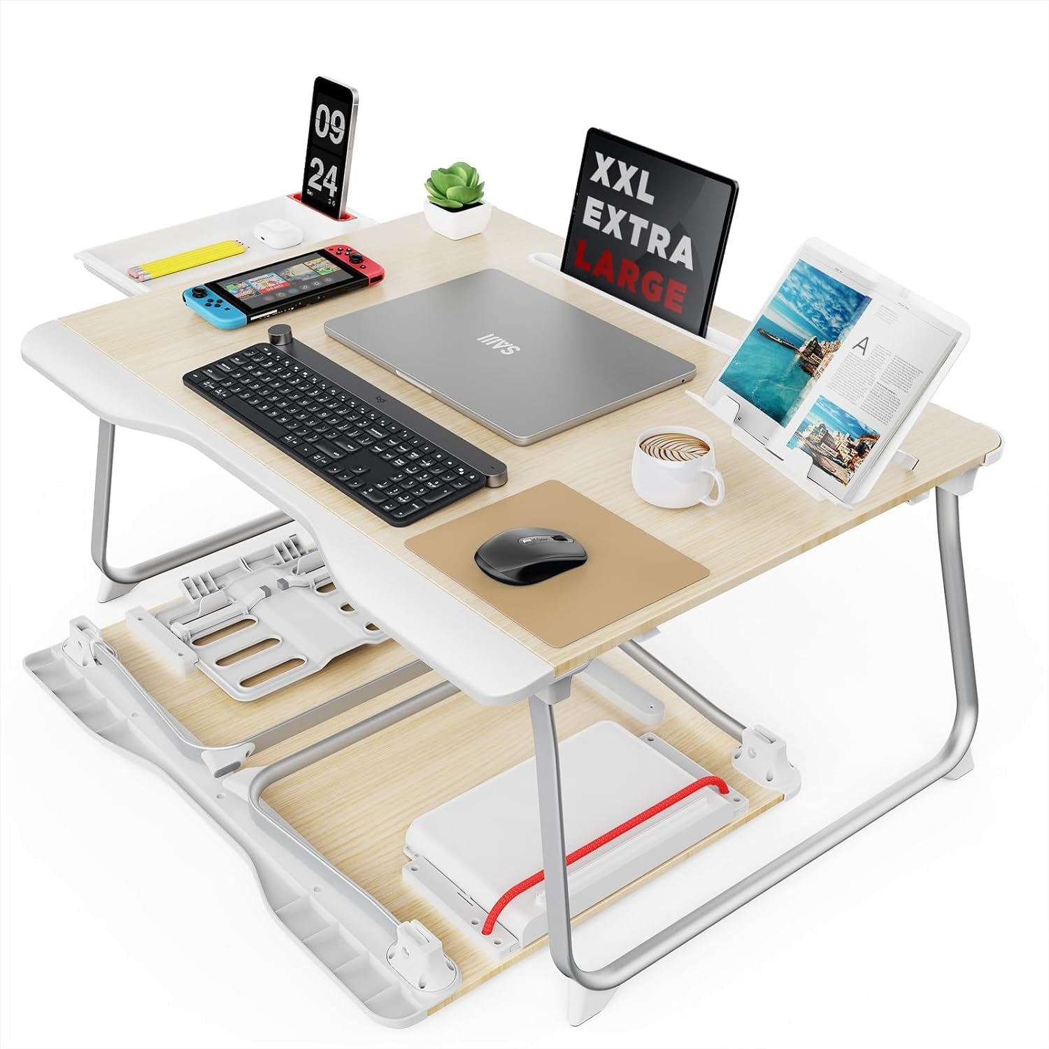 Amazon.com : SAIJI Folding Bed Desk for Laptop, Eating Breakfast ...