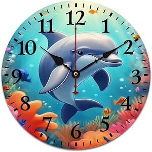 Amazon.com: MXNPKUR Dolphin Coral Reef Wall Clock Battery Operated ...