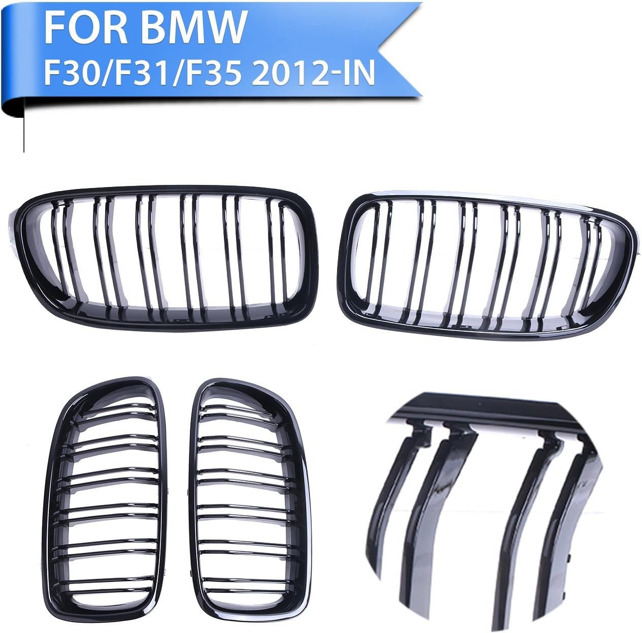 SENGEAR - Rejillas Frontal Parrilla Delanteras Doble de Línea negro ...