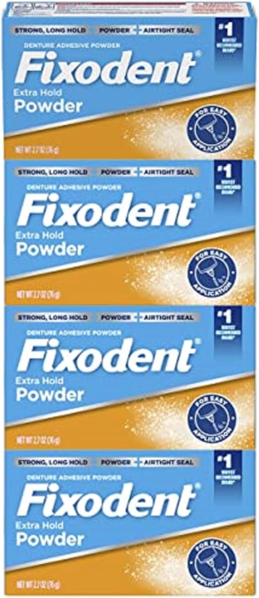 Fixodent Extra Hold Denture Adhesive Powder 2.7 Oz (Pack of 4) : Amazon ...