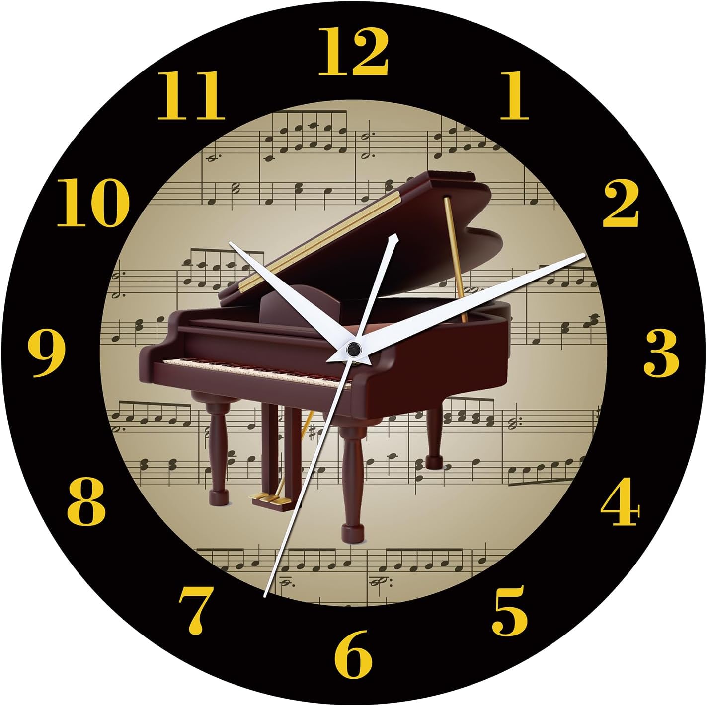 Amazon.com: CIGERA 12 Inch Music Themed Wall Clock with Piano and Music ...