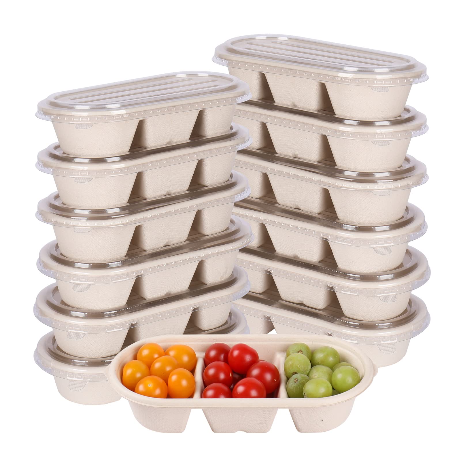 Amazon.com: JAYEEY disposable paper bowls 35 oz 3 compartments bowls ...
