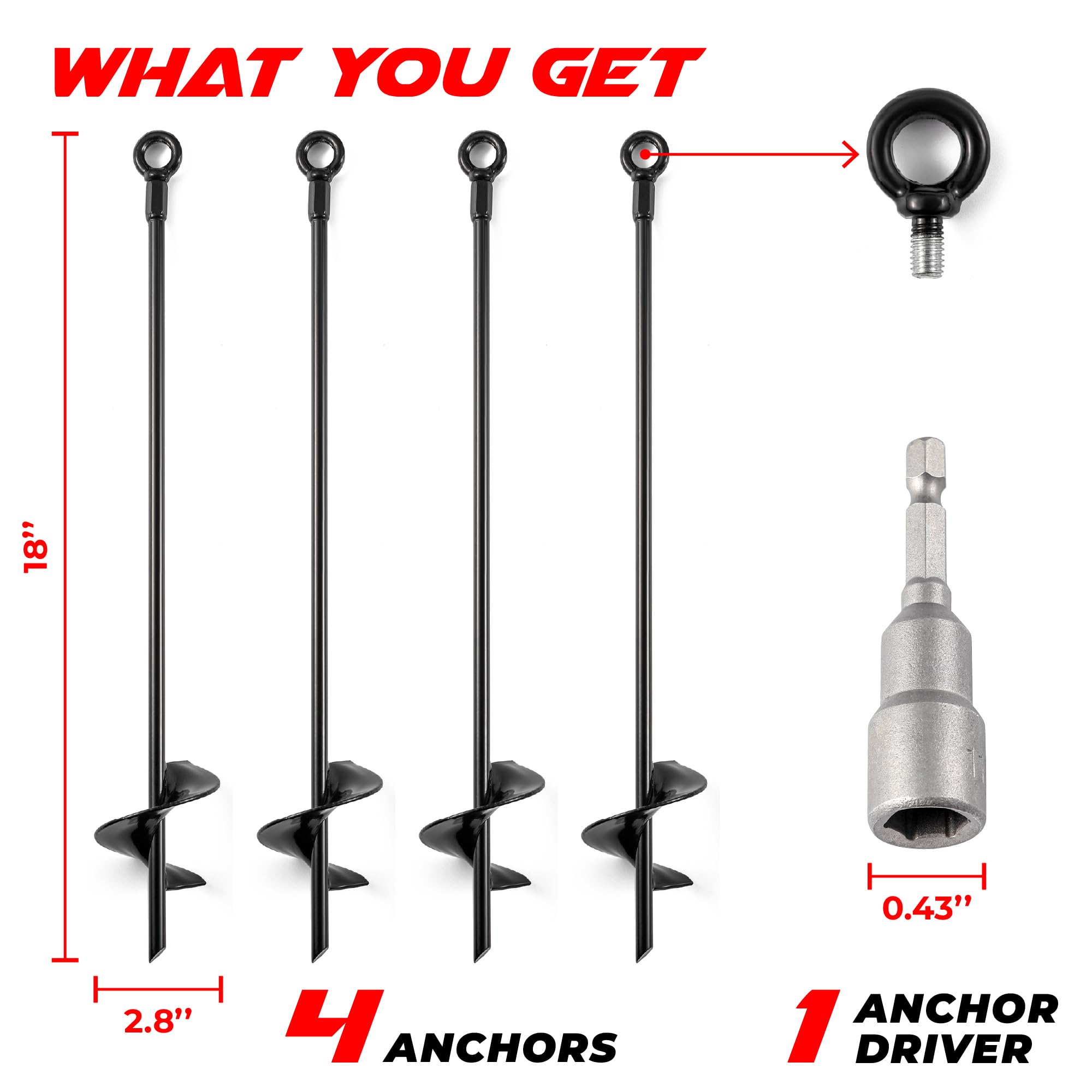 Snapklik.com : 18 Ground Anchors Heavy Duty For High Winds - Ground ...