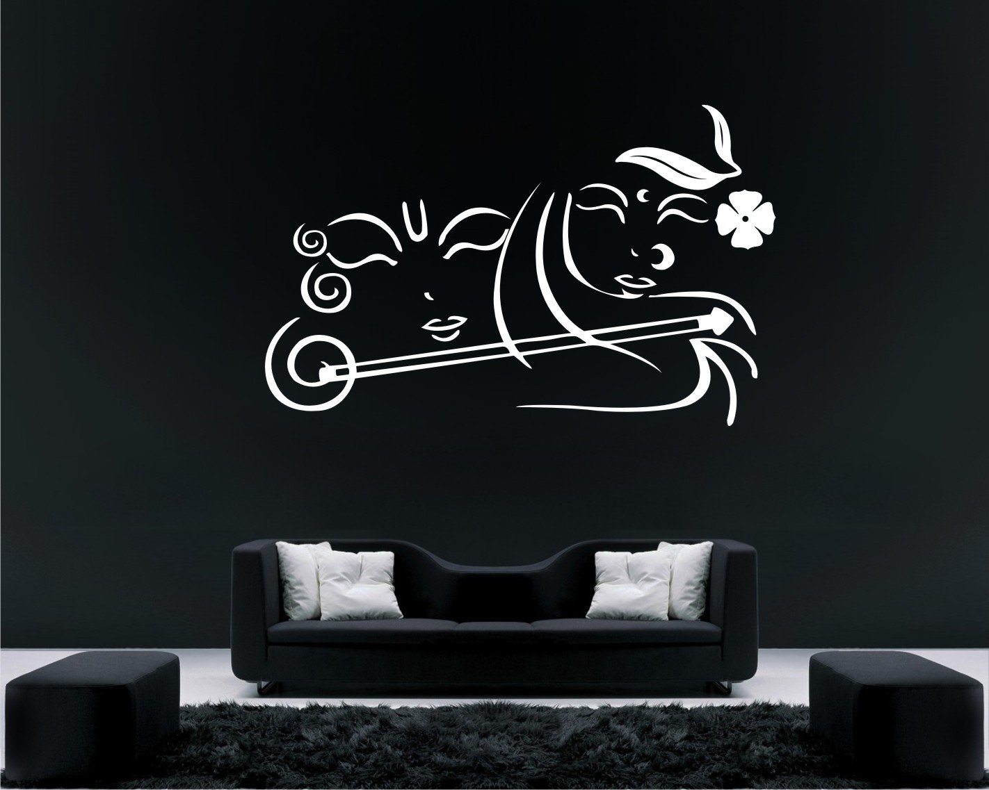 Buy Wall Guru Radhe Krishna White Wall Decal and Sticker Vinyl Wall ...