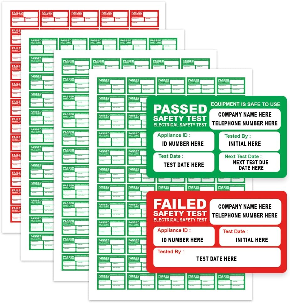 Packwith® Personalised Pat Testing Stickers (38 x 21 mm) Waterproof ...