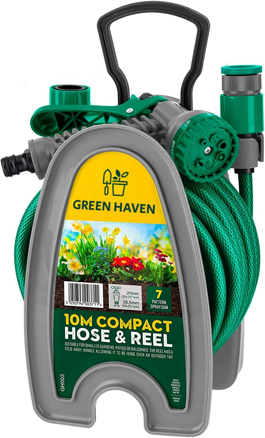 Green Haven Garden Hose Pipe Reel – 10m / 32ft Lightweight Compact ...