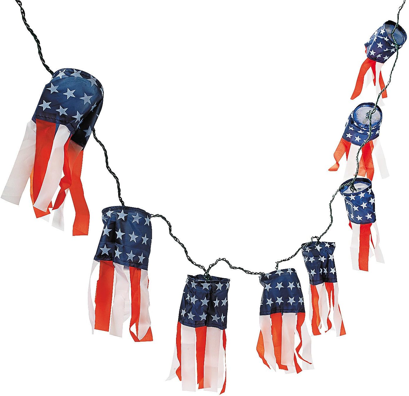 Amazon.com : Patriotic Red White Blue Flag Lighted Windsocks 10 Lights ...