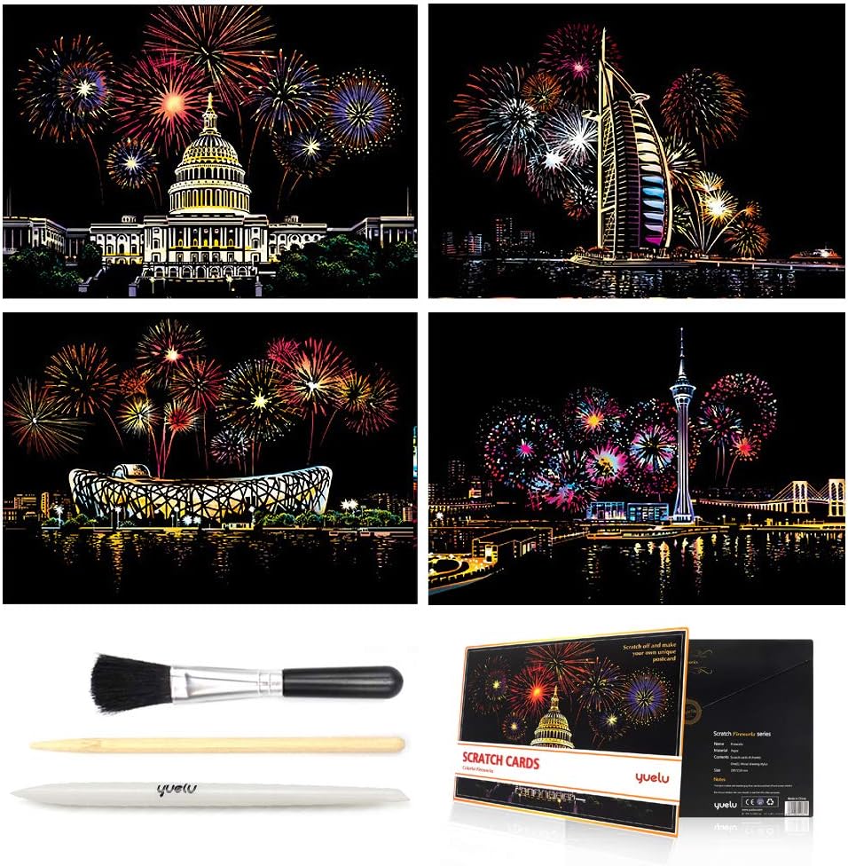 DIY Scratch Art Paper Kit - Night View Fireworks Nepal | Ubuy