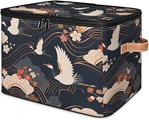 Amazon.com - Mintoprints Japanese Cranes Storage Bins with Zipper Lid ...
