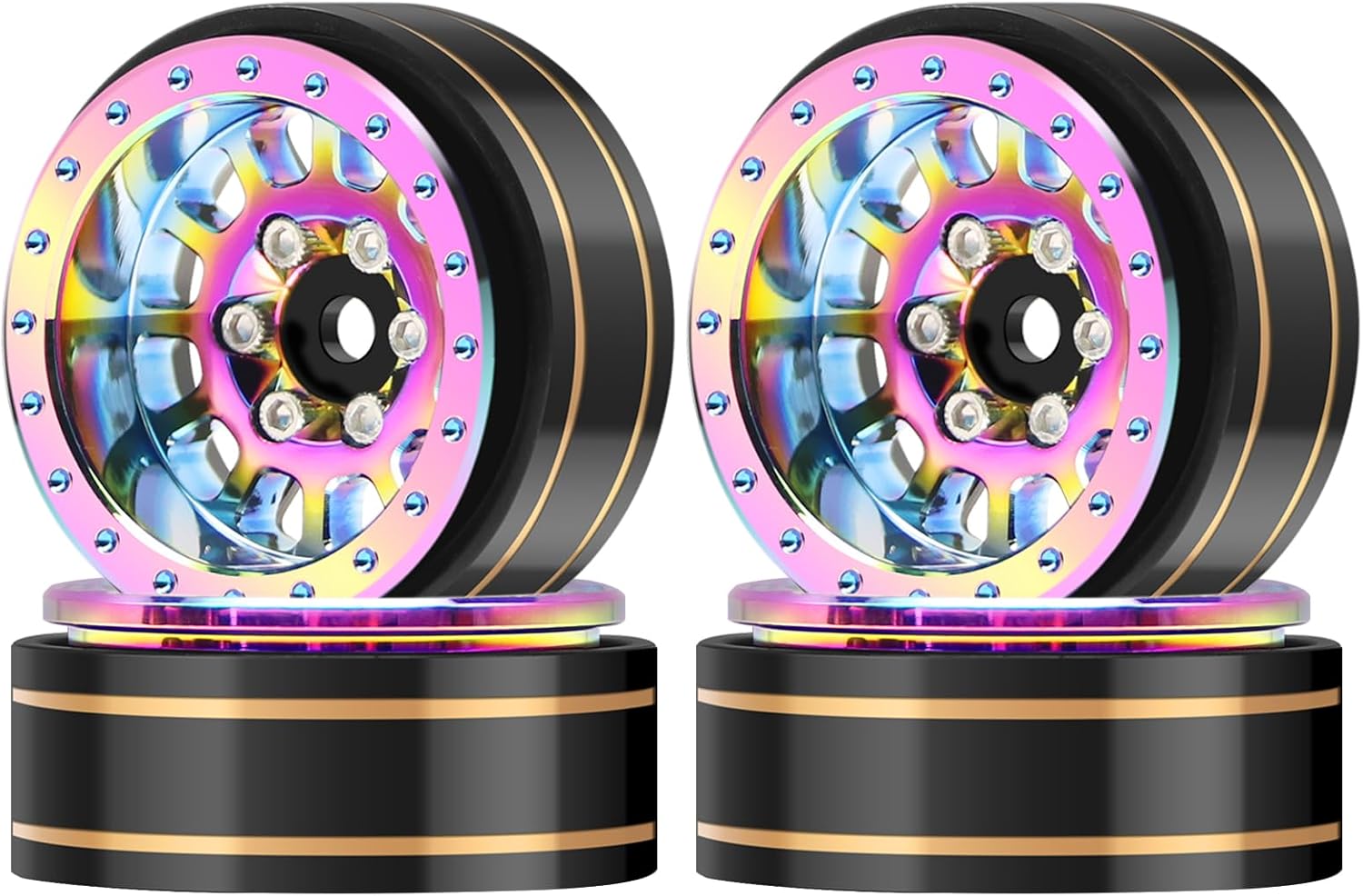 Amazon.com: OGRC 1.0 Plus Beadlock Wheels Rainbow Wheel Rims Negative ...