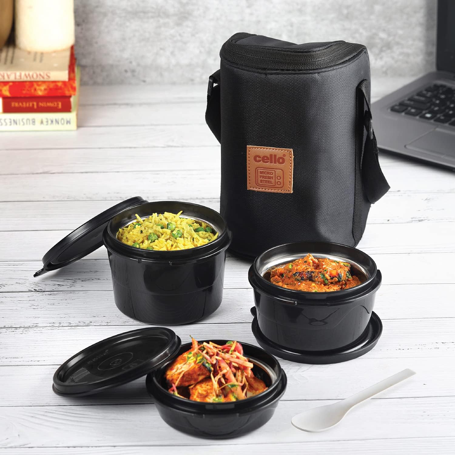 CELLO Max Fresh Click Lunch Box Set with Bag, 3 Containers, 300ml ...