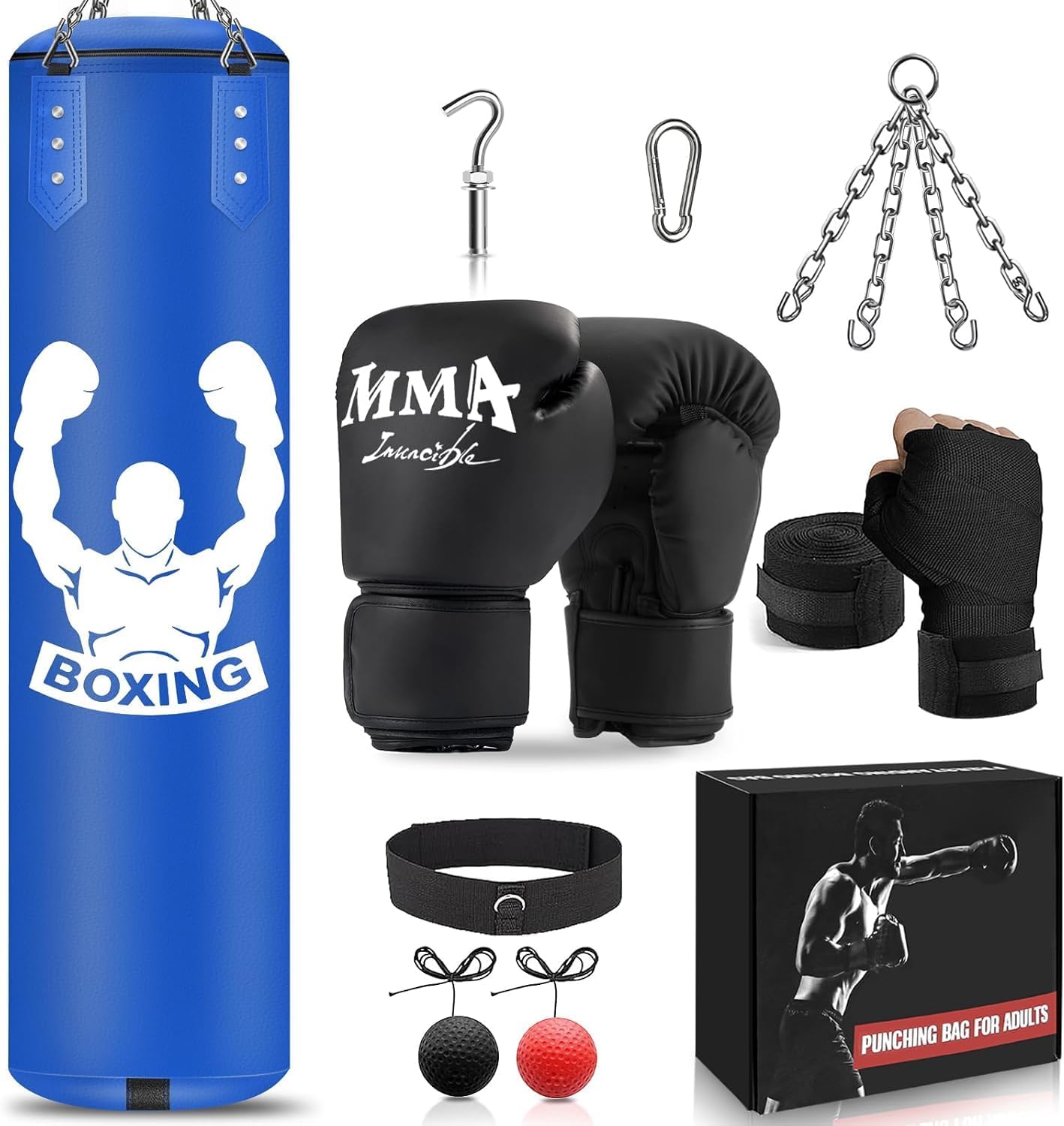 Hanging Punching Bag for Adults, 4FT PU Heavy Bag Boxing Training ...